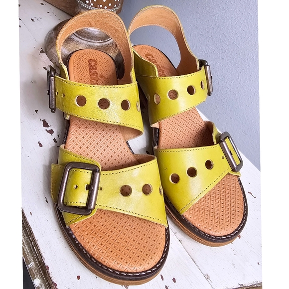 Casta | Shoes | Casta Unika Lime Mid Heel Oversized Buckles Genuine ...